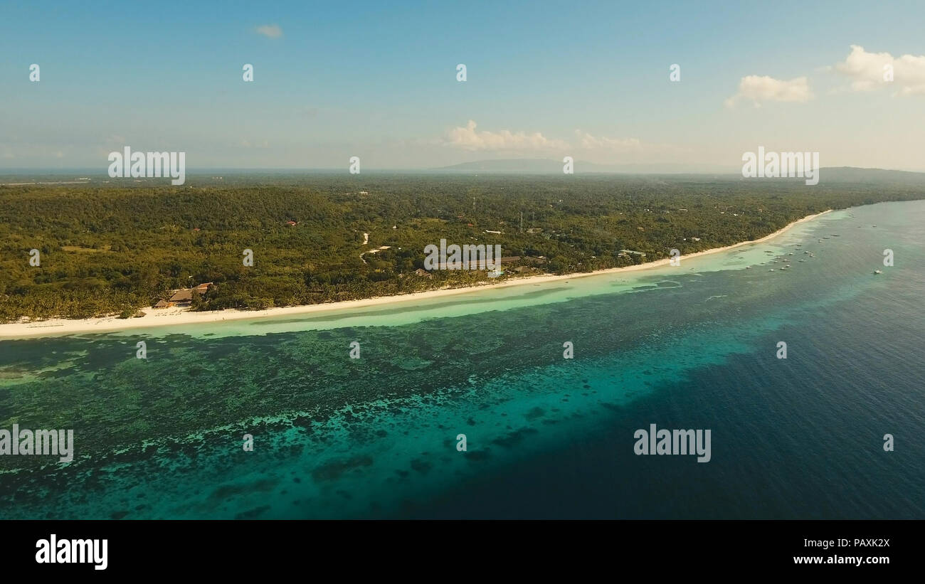 Aerial view of tropical beach on the island Bohol, Philippines ...