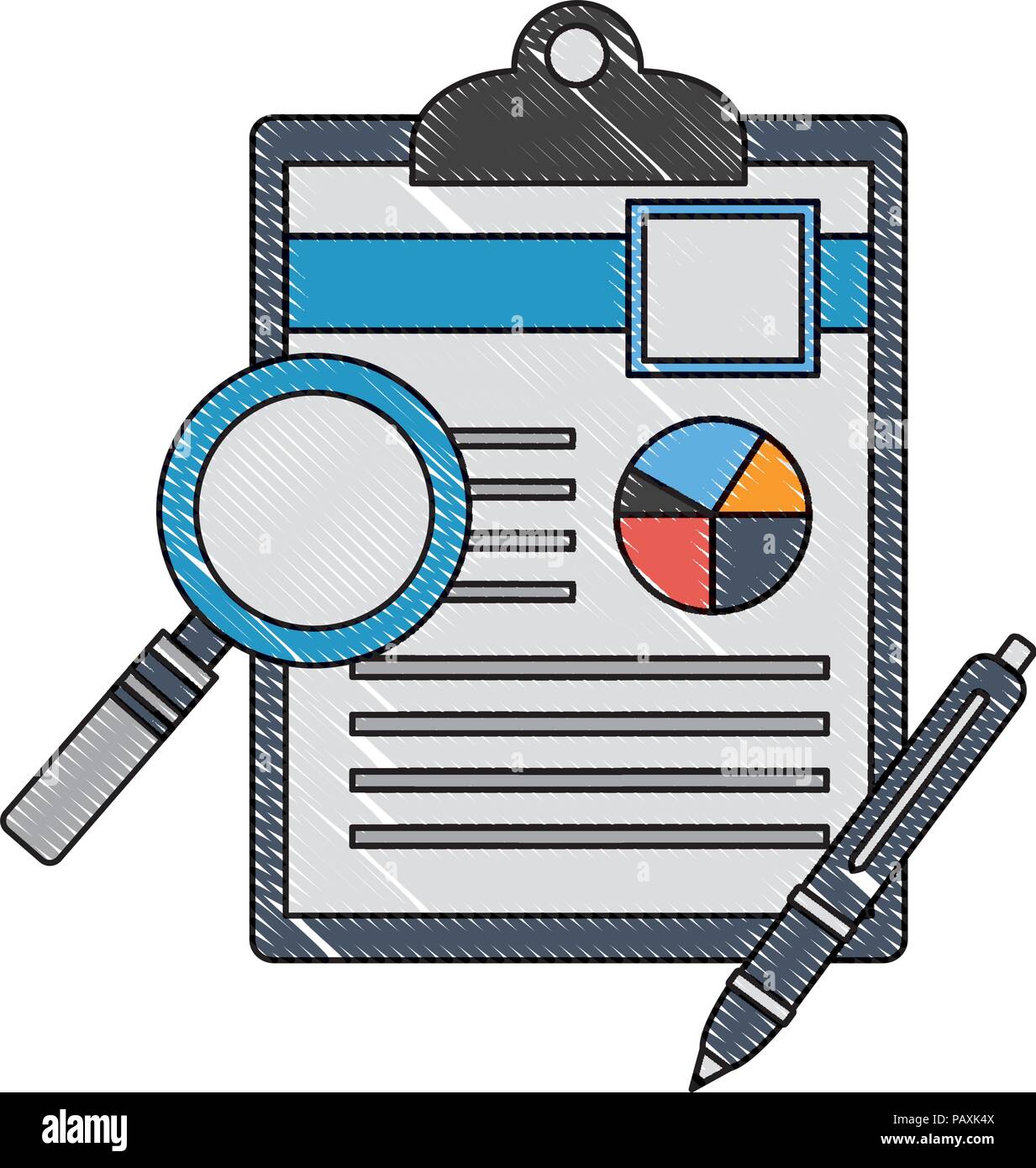 magnifying glass and checklist with pen vector illustration design ...