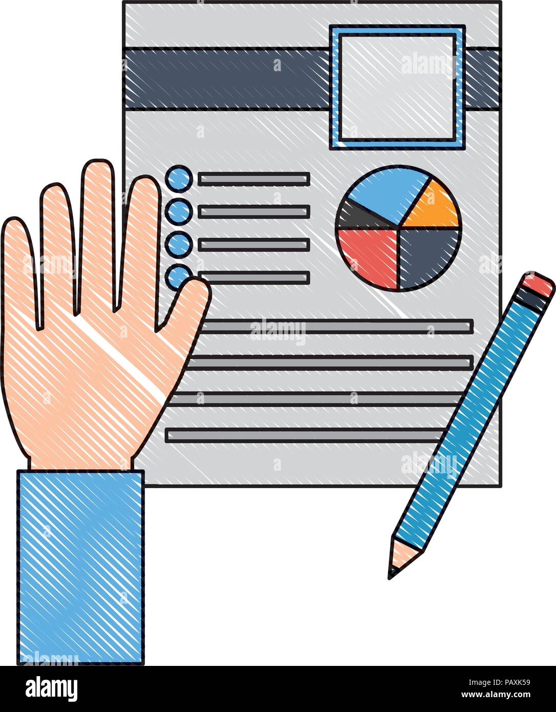 hand with document file and pencil vector illustration design Stock ...