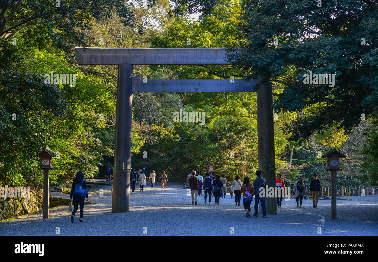 Nagoya, Japan - Mar 17, 2018. People visit Ise Grand Shrine (Ise Jingu ...