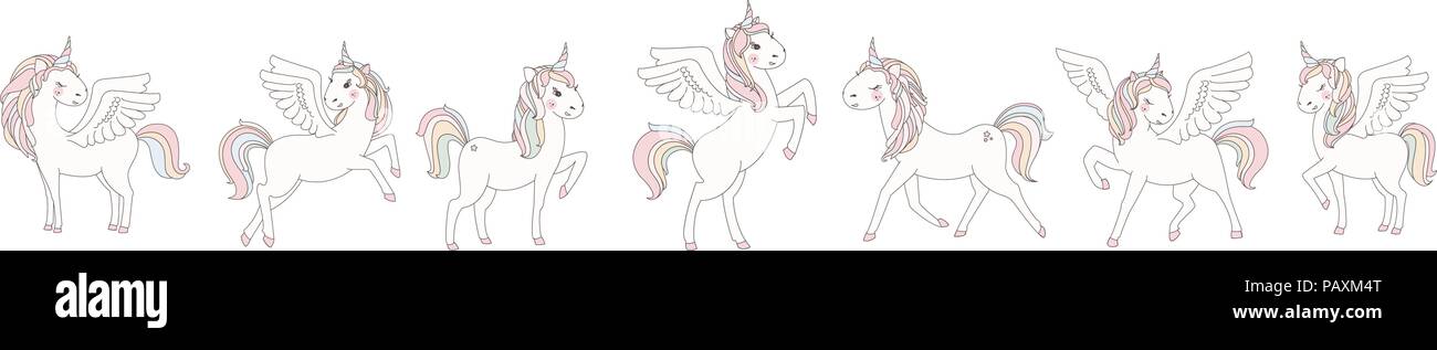 Unicorn vector sweet cute illustration. Magic fantasy design. Cartoon ...