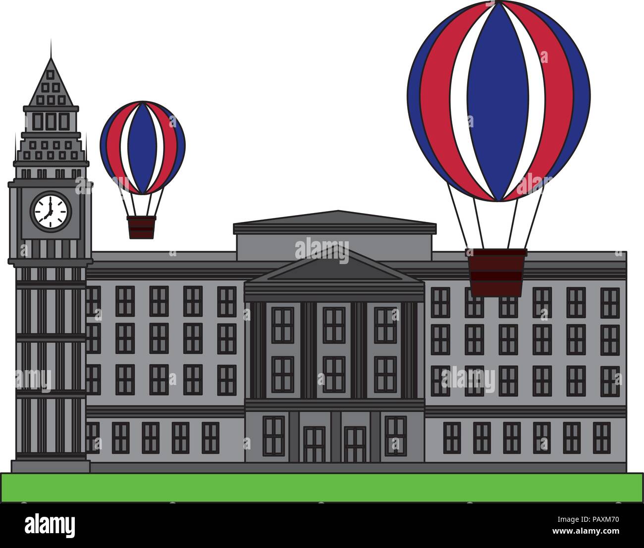 london clock station with air balloons icon Stock Vector Image & Art ...