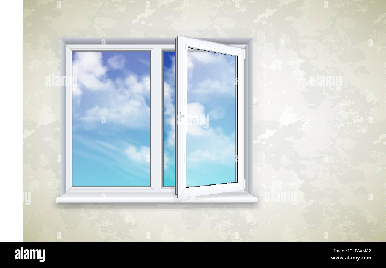 Realistic open plastic window Stock Vector Image & Art - Alamy