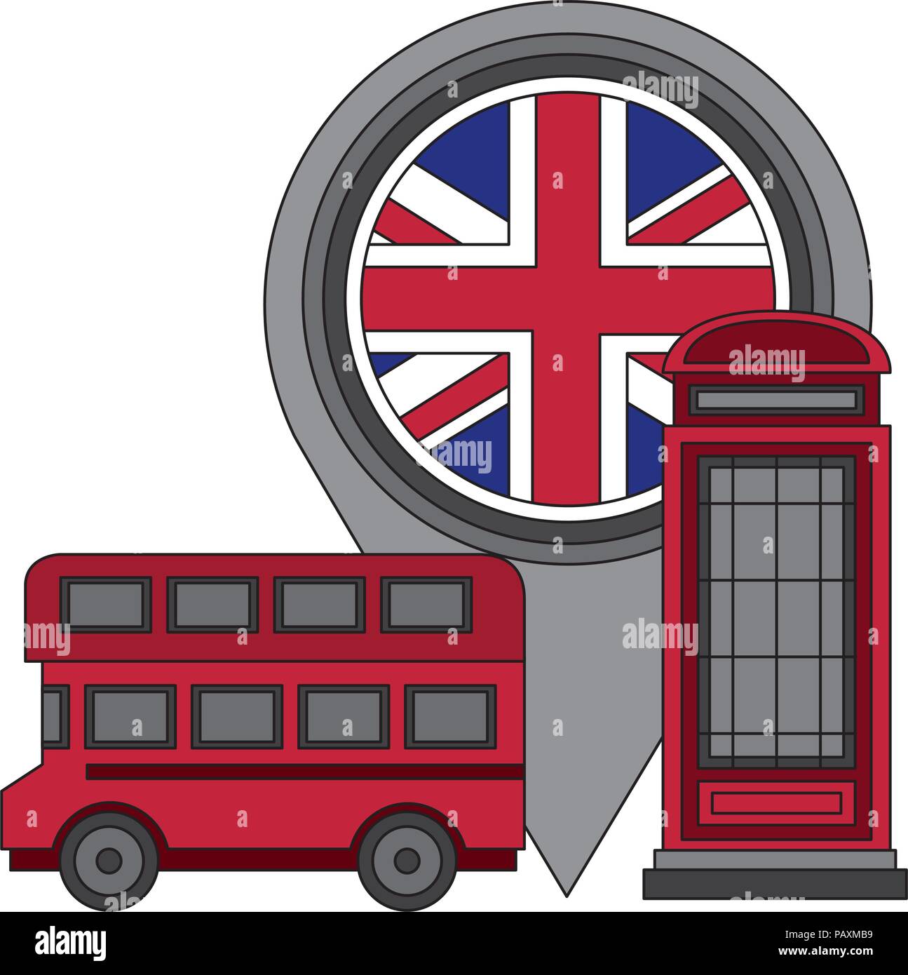 bus transport of great britain with set icons Stock Vector Image & Art ...
