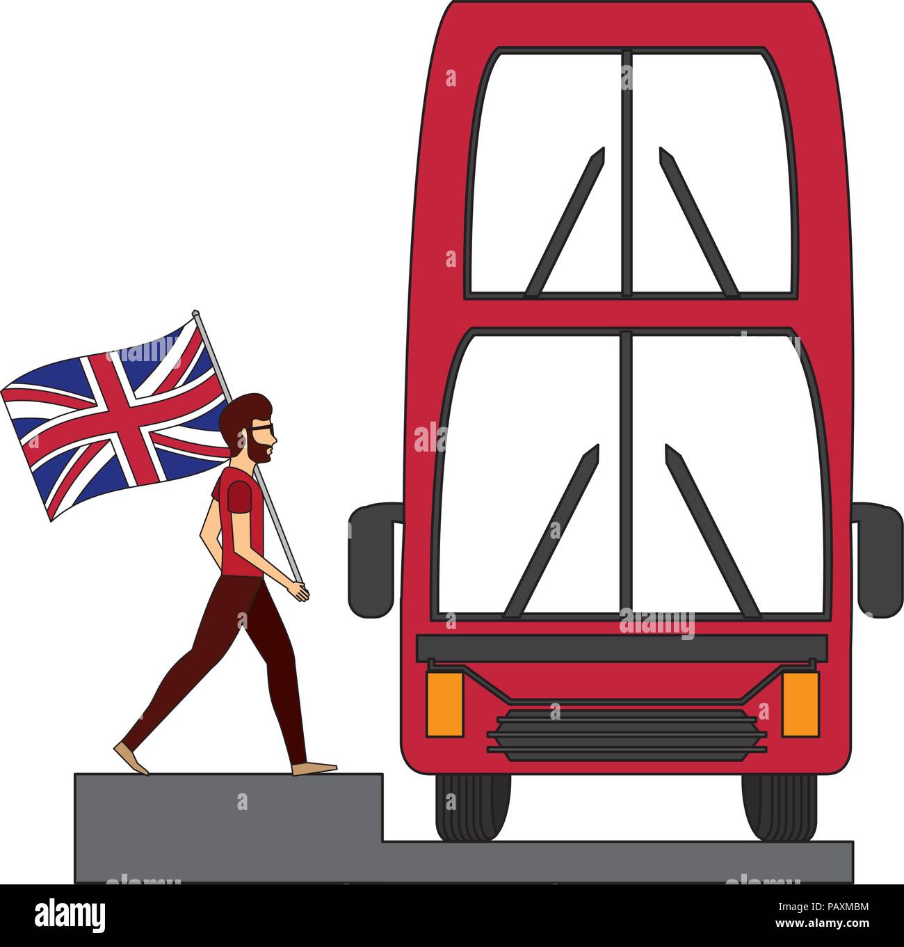 bus transport and man with flag great britain Stock Vector Image & Art ...