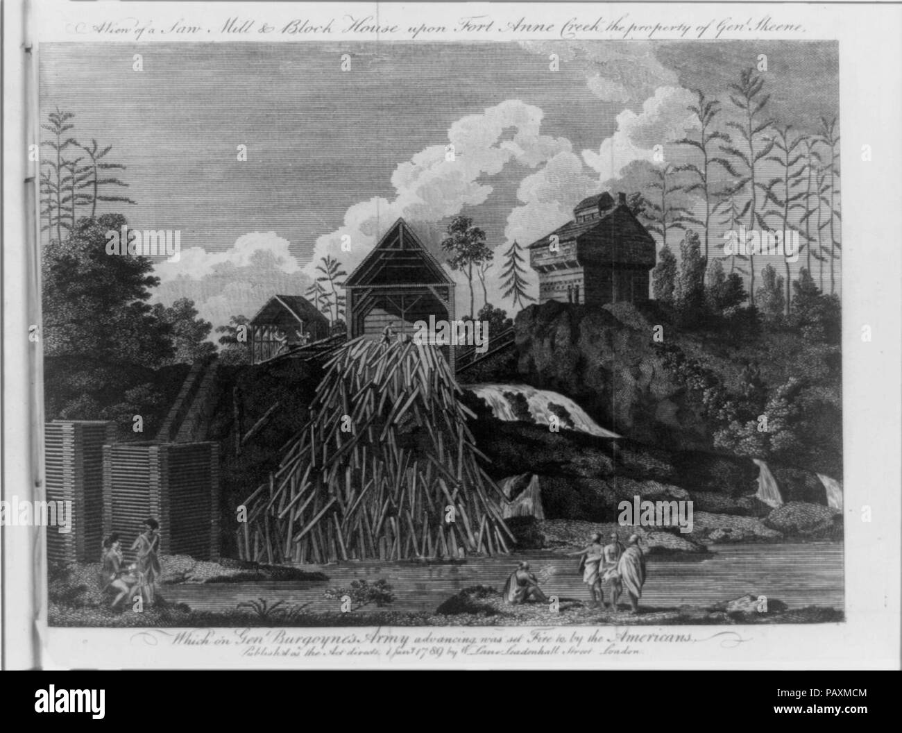 A view of a saw mill and block house upon Fort Anne Creek ...which on ...