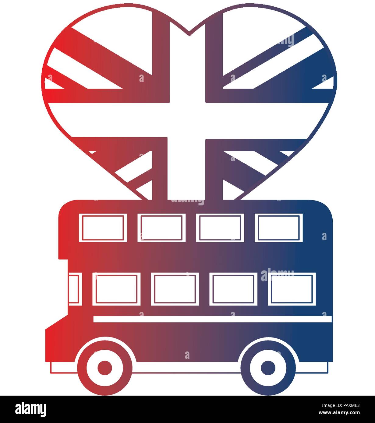 bus transport with flag in shape heart of great britain icon Stock ...