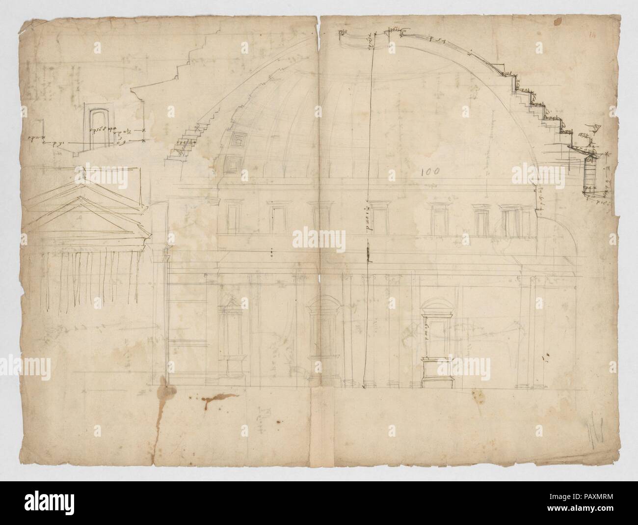 Pantheon, section (recto) Pantheon, capital, elevation; capital ...