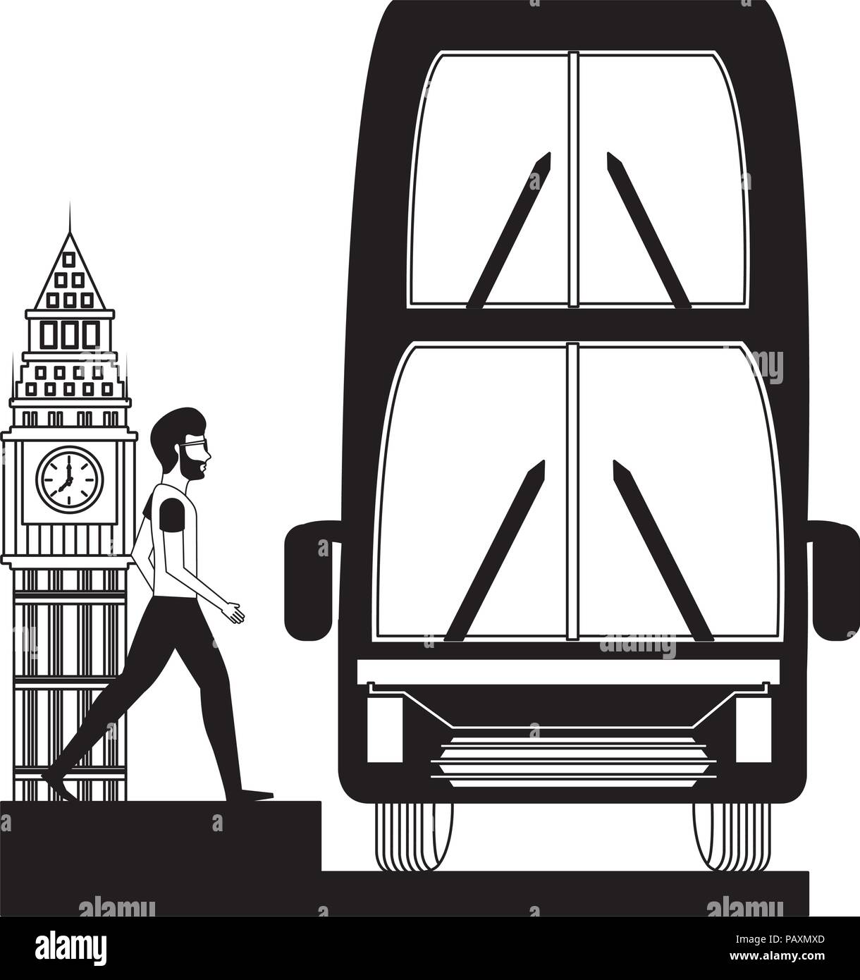bus transport with man and big ben tower british Stock Vector Image ...