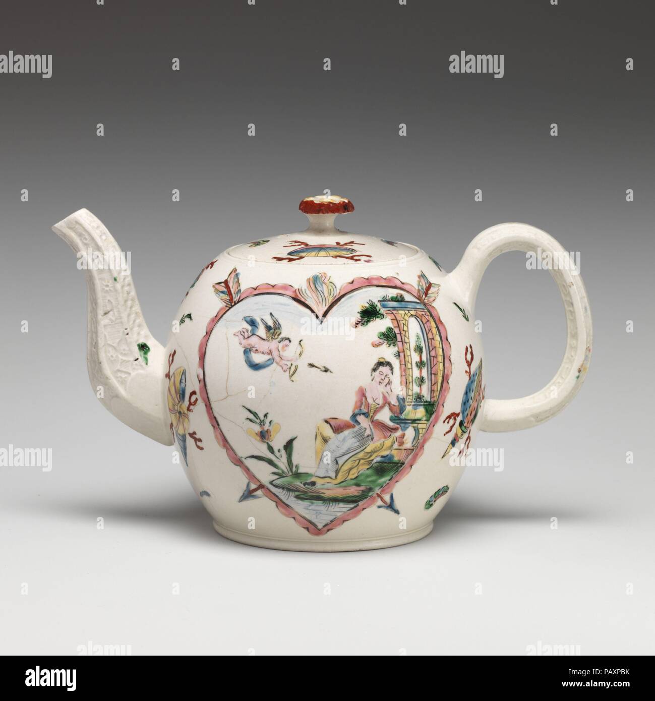 Teapot. Culture: British, Staffordshire. Dimensions: Overall: 4 1/4 × 7 ...