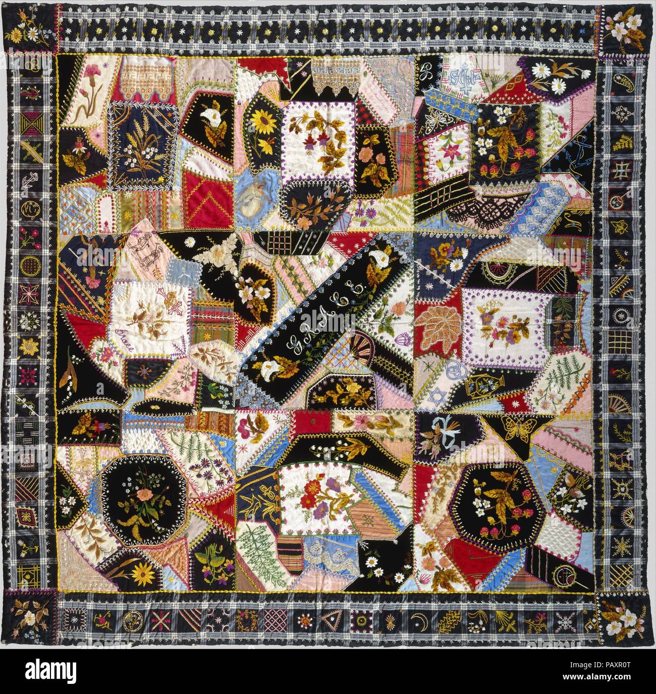 Quilt (or decorative throw), Crazy pattern. Culture: American ...