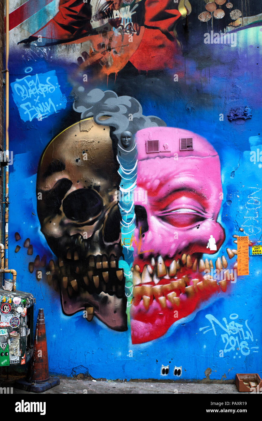 Graffiti art in Shoreditch. London. United Kingdom. Contemporary ...