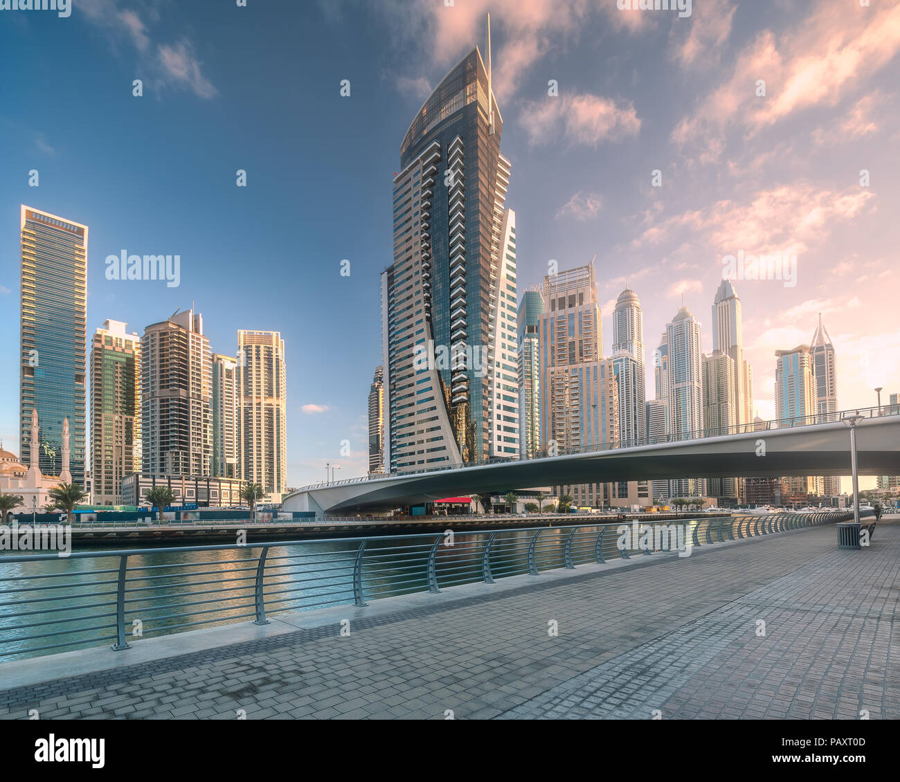 Day view of Dubai Marina bay with bridge, UAE Stock Photo - Alamy