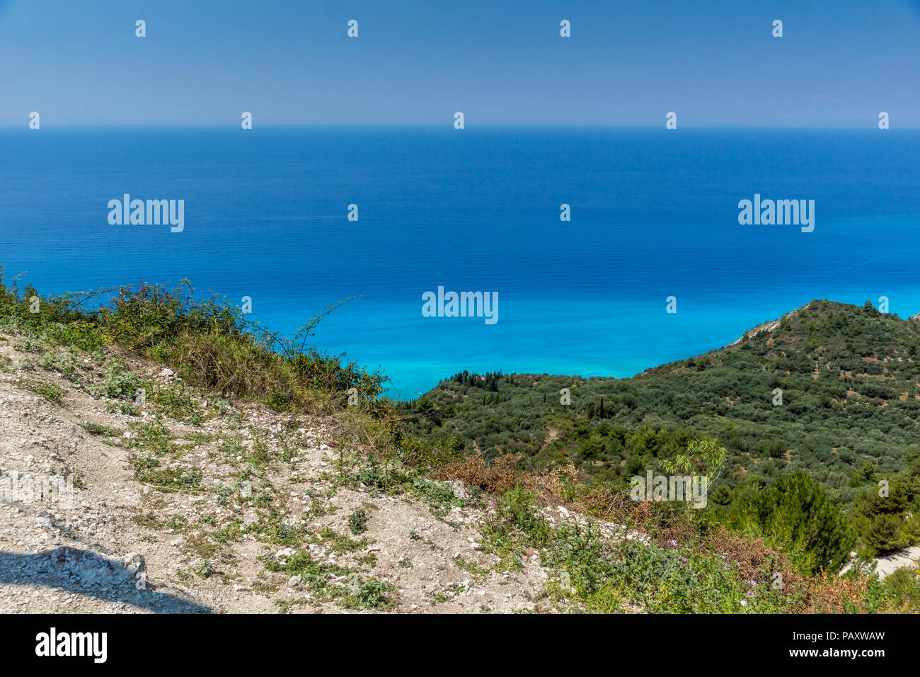 Amazing landscape with blue waters, Lefkada, Ionian Islands, Greece ...