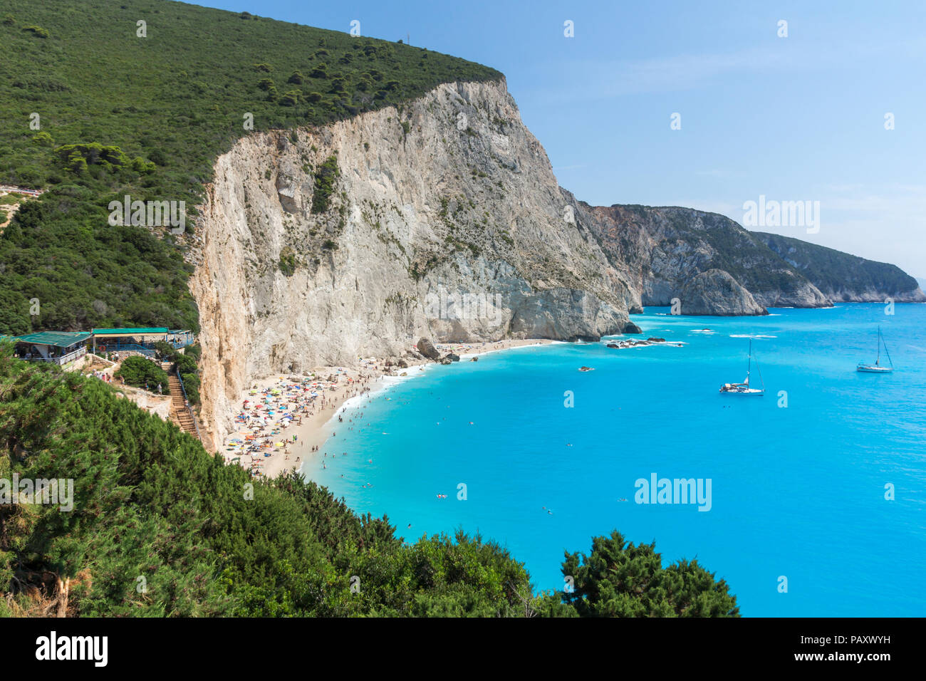 Amazing landscape of blue waters of Porto Katsiki Beach, Lefkada ...