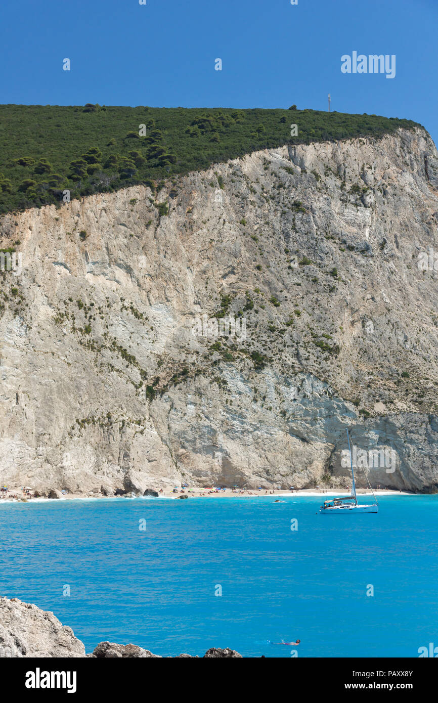 Amazing landscape of blue waters of Porto Katsiki Beach, Lefkada ...