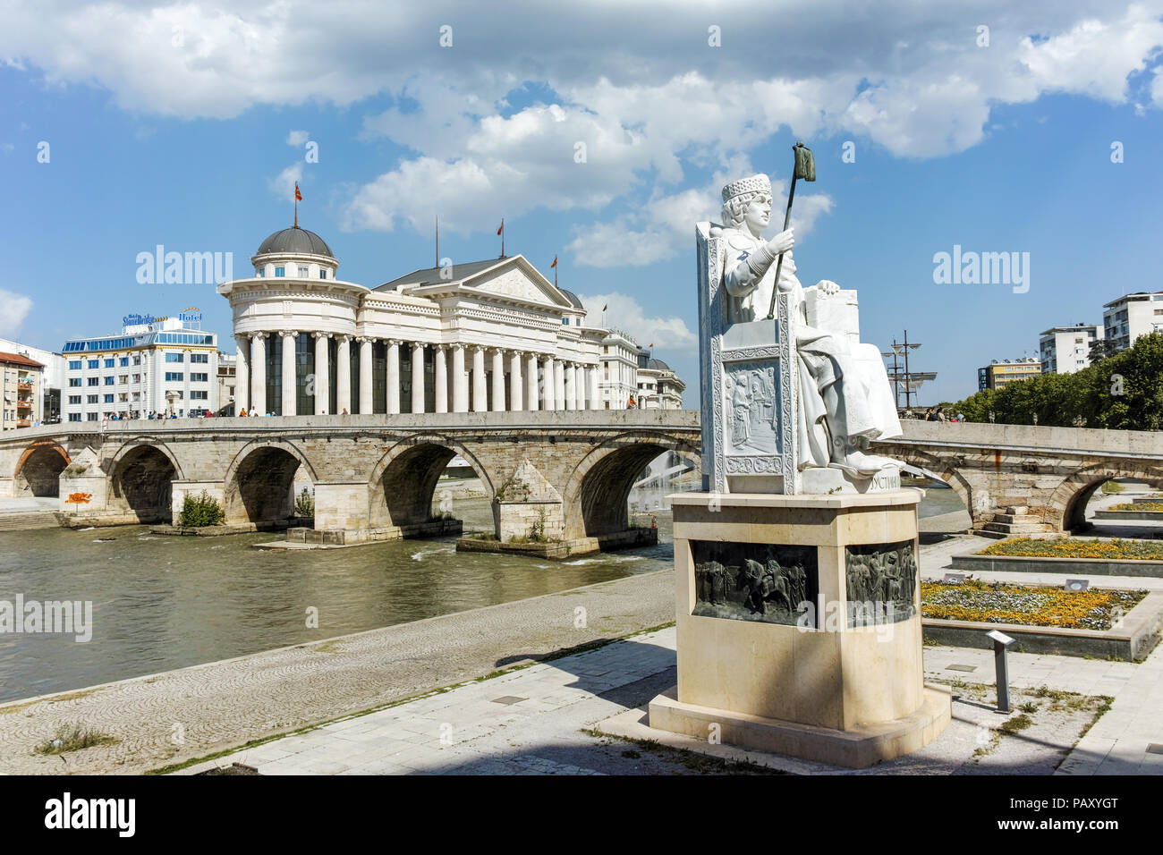 SKOPJE, REPUBLIC OF MACEDONIA - 13 MAY 2017: Statue of the Byzantine ...