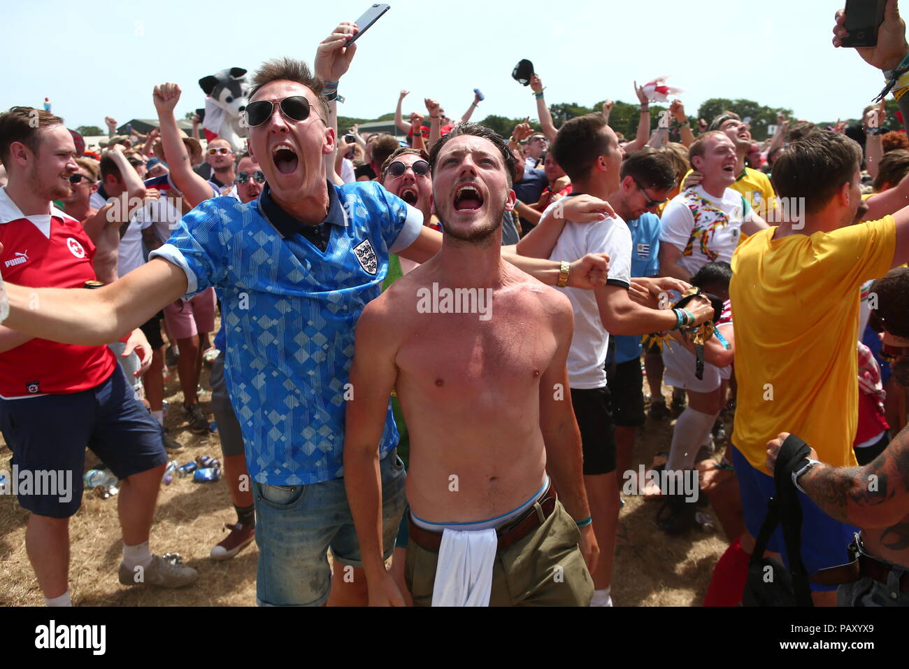 England fans watch the World Cup match against Panama on the big screen ...