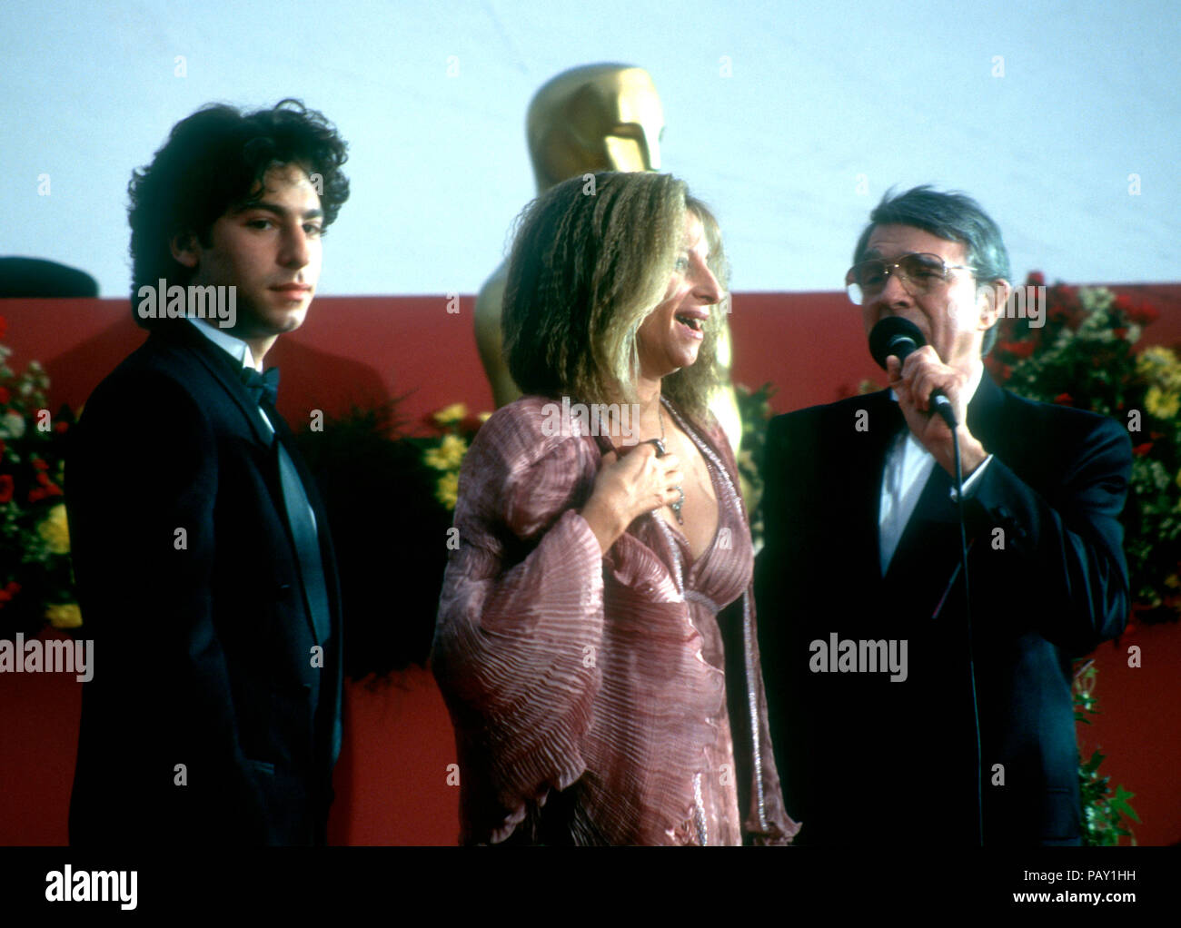 LOS ANGELES, CA - MARCH 30: (L-R) Jason Gould, singer Barbra Streisand ...