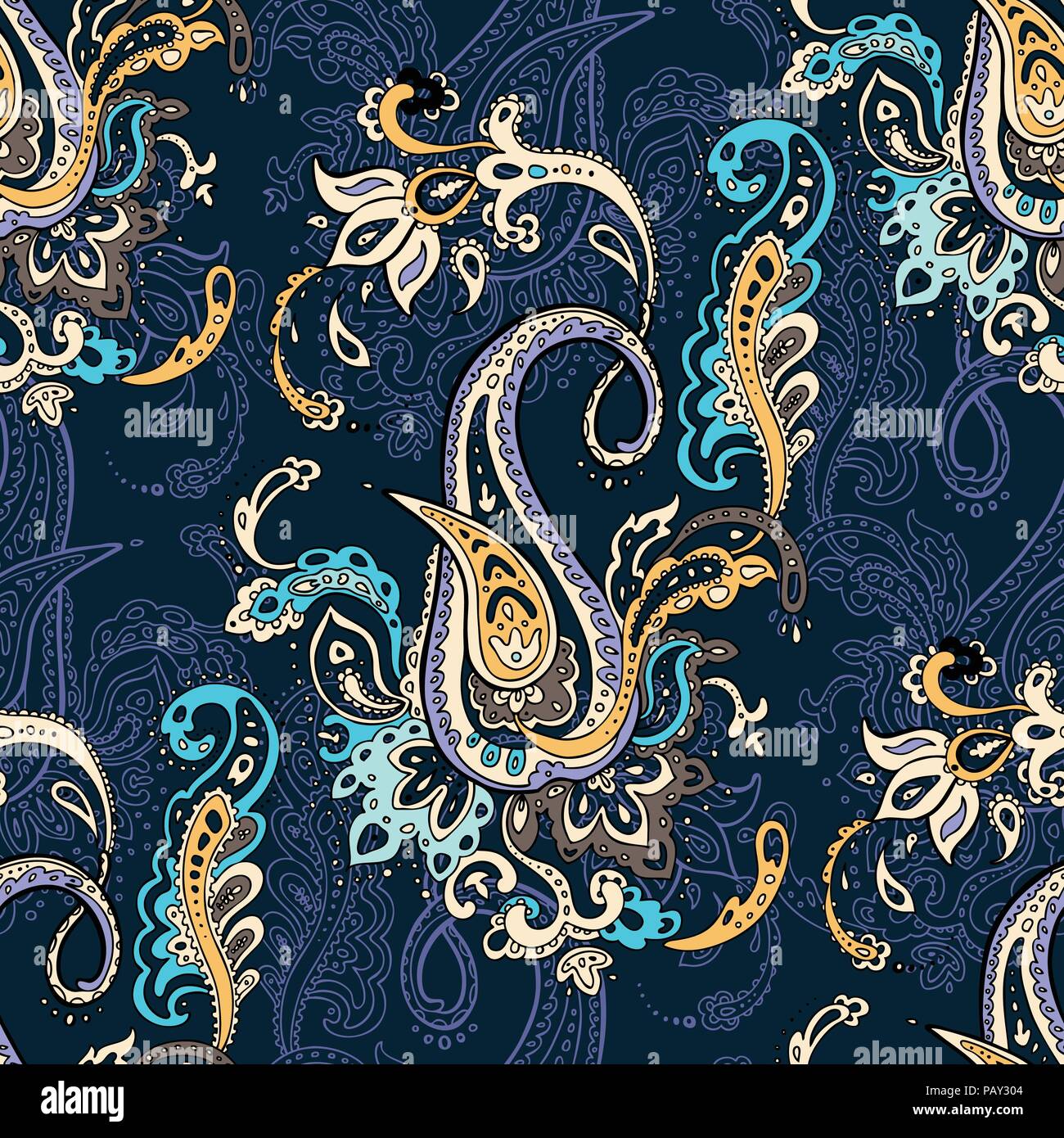 Hand drawn henna flowers paisley doodle hi-res stock photography and ...