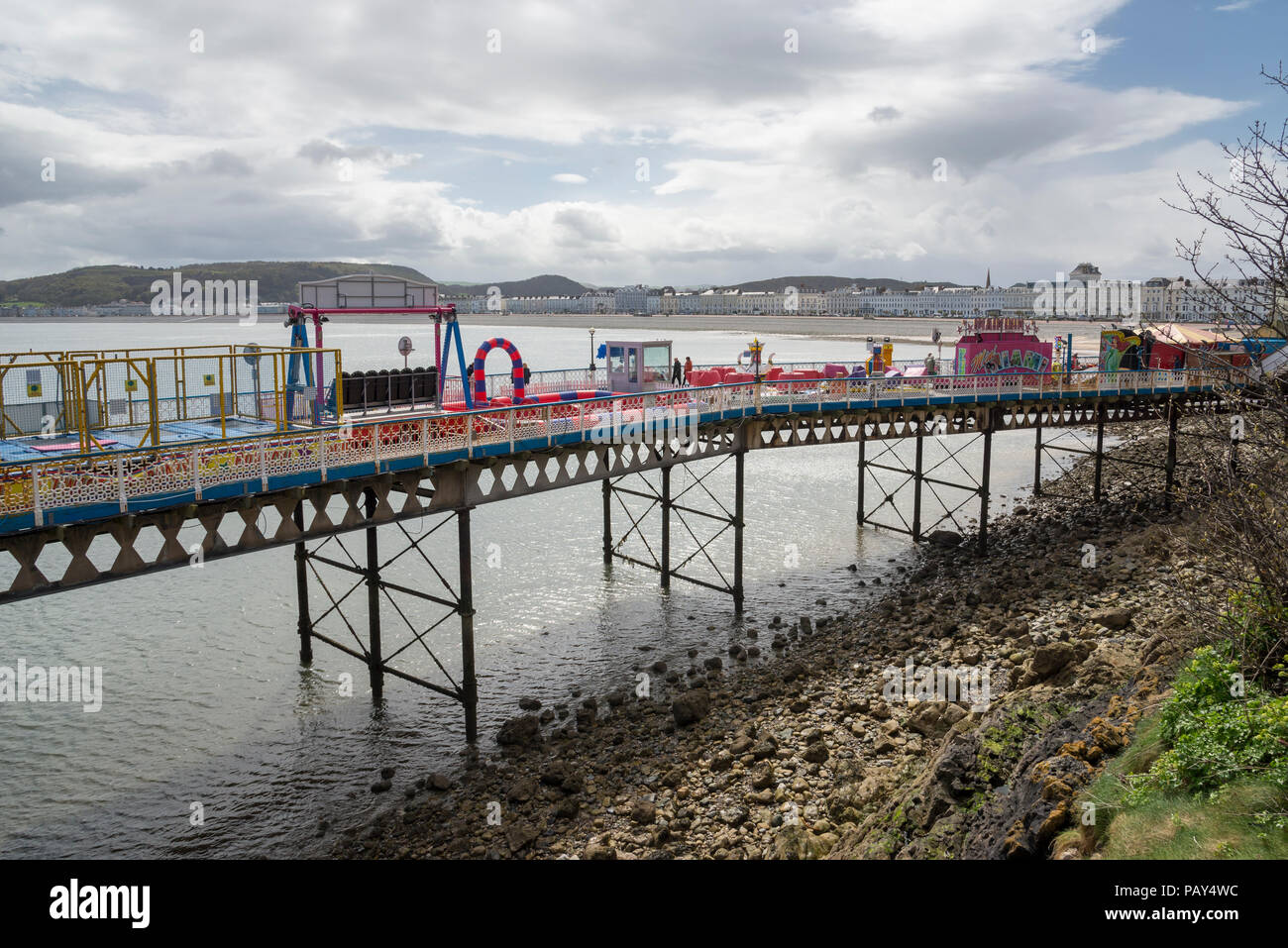 Childrens attractions on the pier at Llandudno, North Wales, UK Stock ...