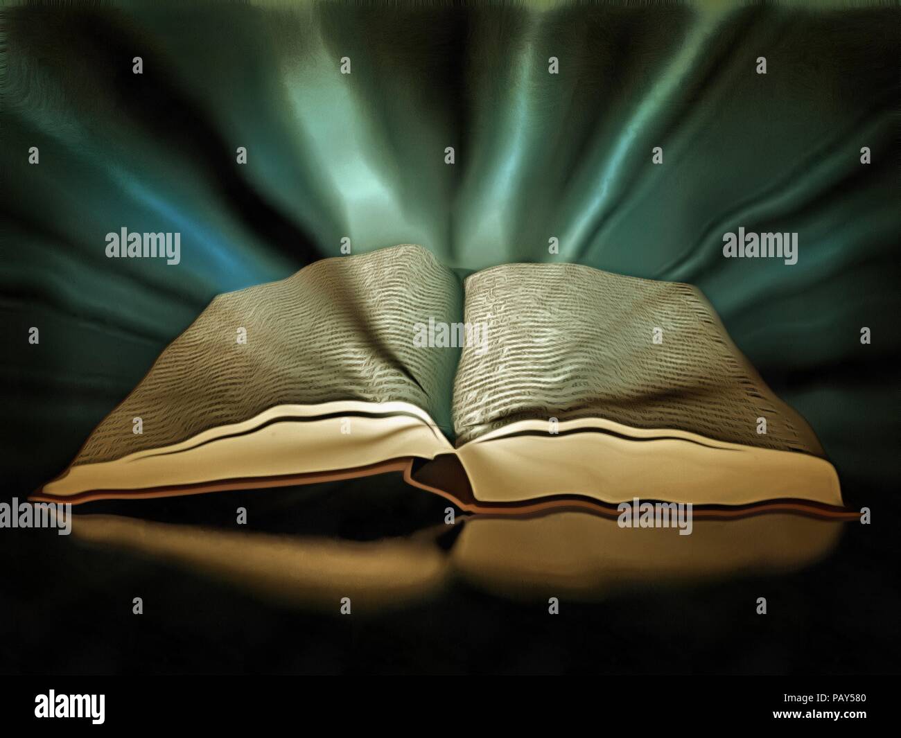 Open book with rays of light Stock Photo - Alamy