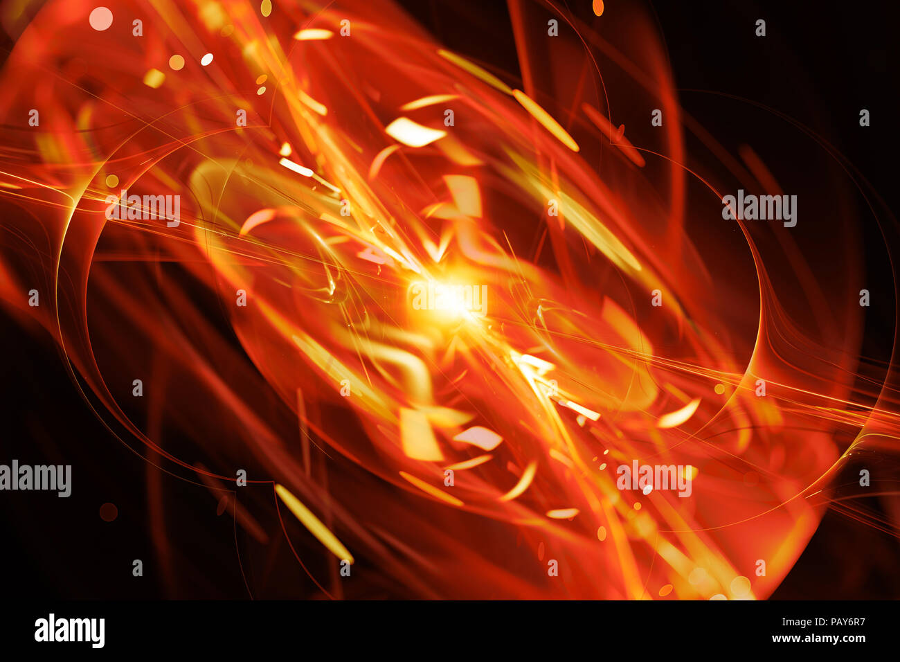 Fiery glowing quantum explosion , computer generated abstract background, 3D rendering Stock ...