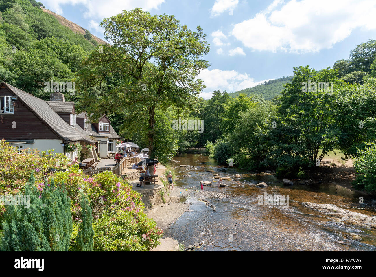 Fingle bridge, Drewsteignton, Devon, Dartmorr, Devon, England UK. The ...