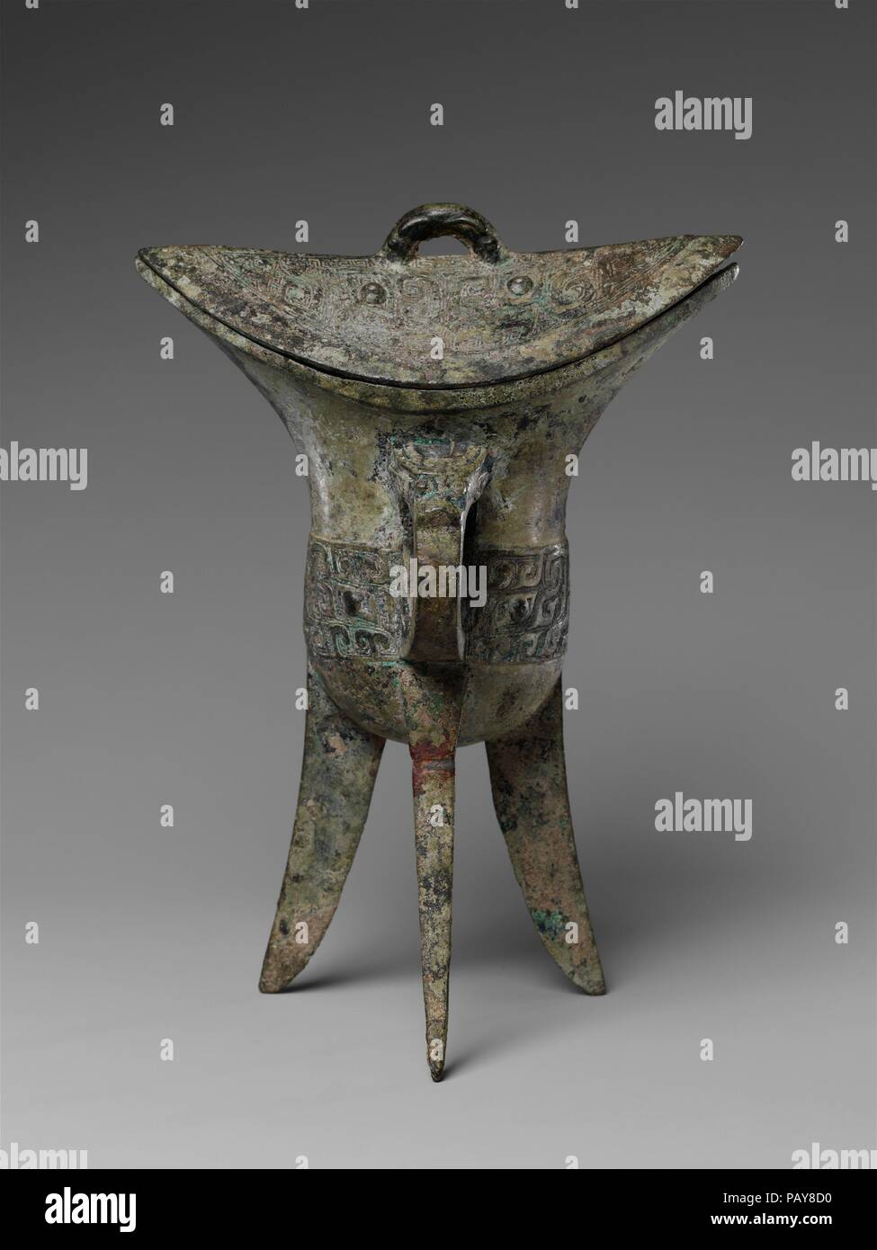 Covered Wine Vessel (Jiao). Culture: China. Dimensions: H. incl. knob 9 ...