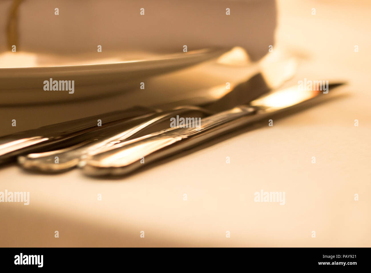 Wedding reception banquet dinner party table place settings set in ...