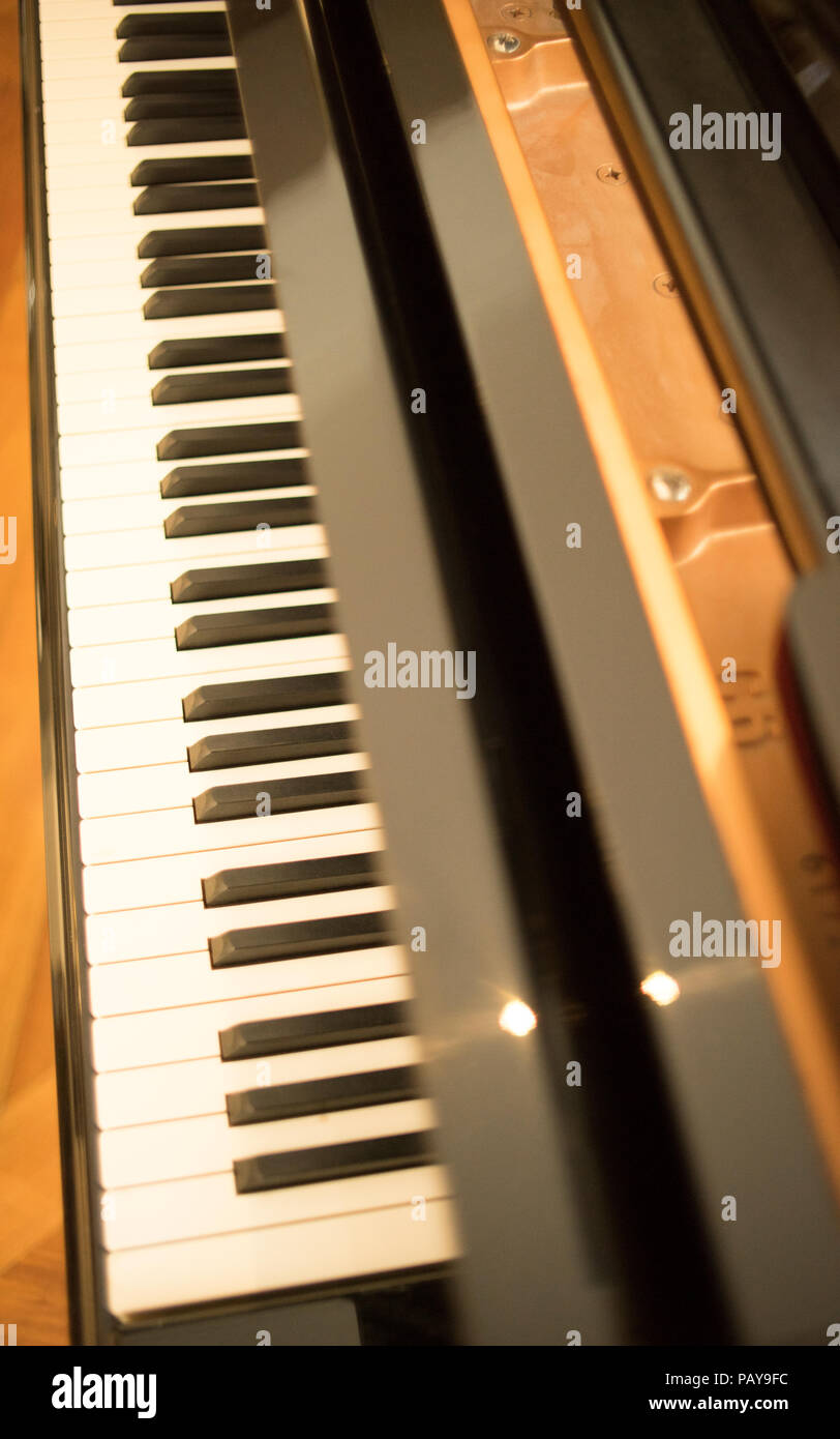 Concert hall grand piano keyboard keys ready for classical music ...