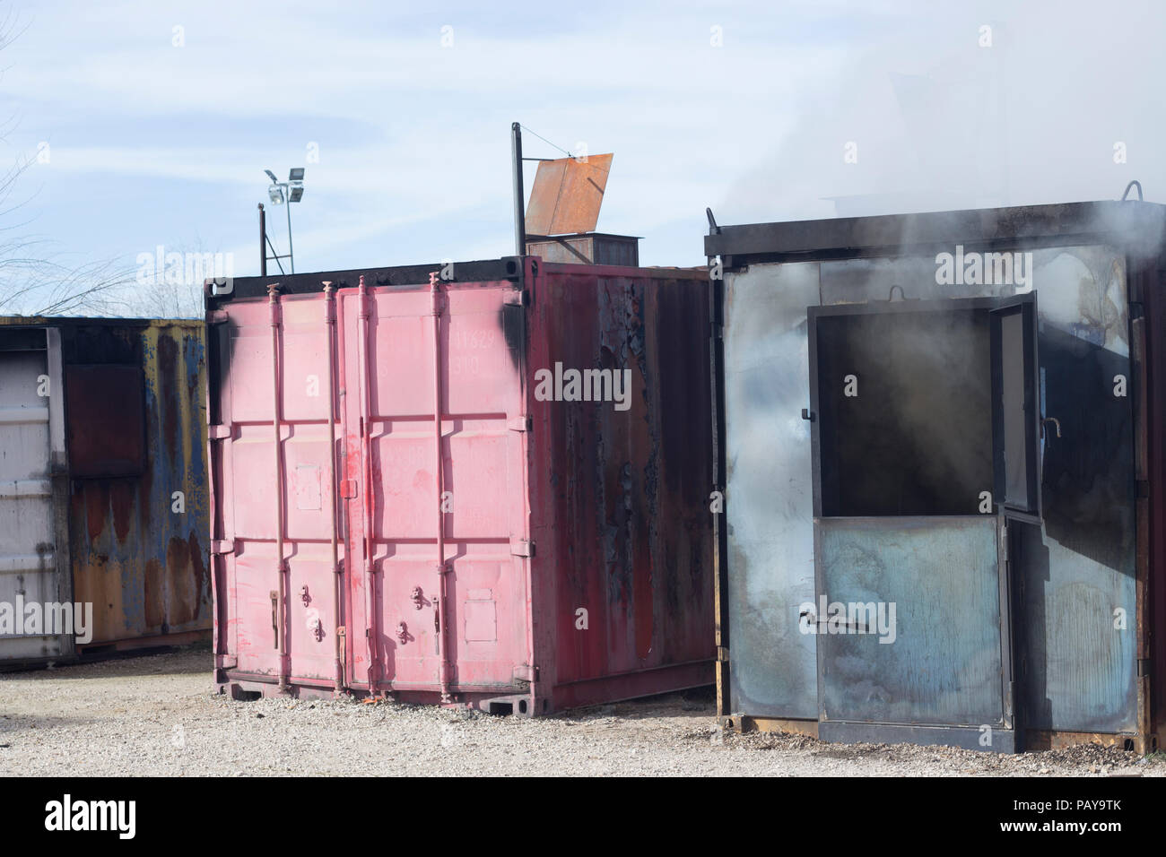 Fire station firefighter training equipment used by fireman to simulate ...