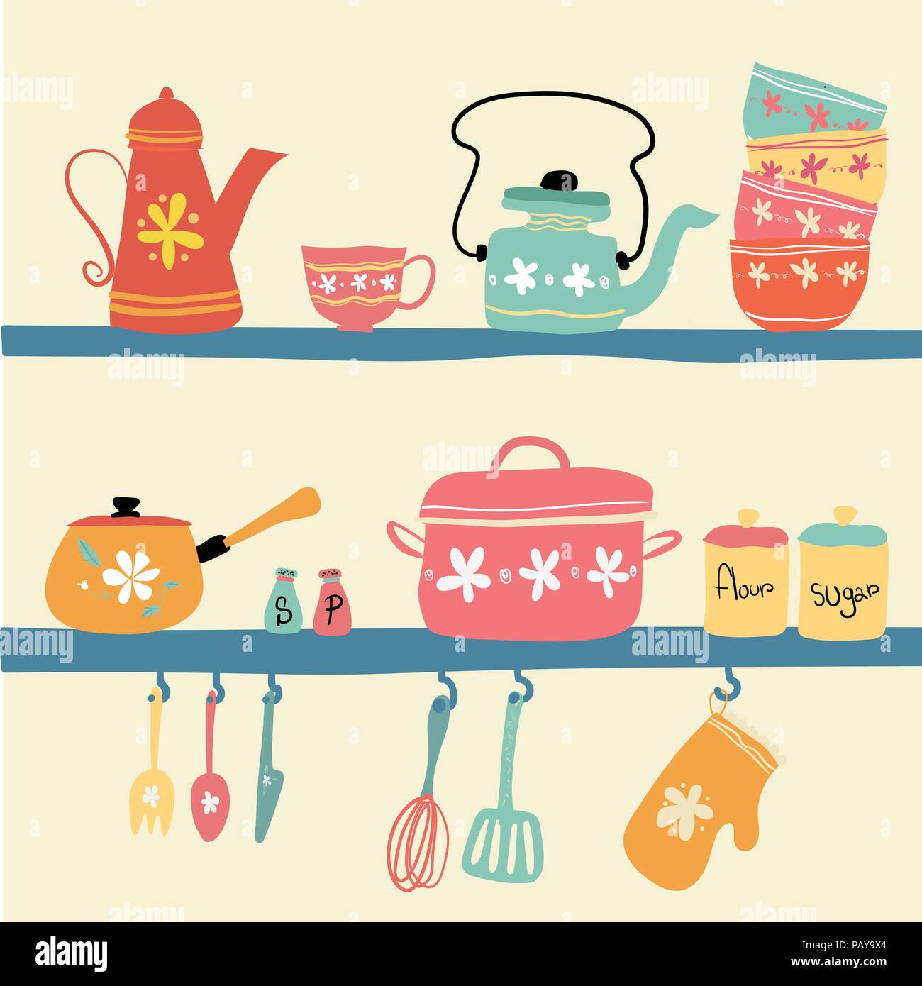 Vintage tea kettle hand Stock Vector Images - Alamy