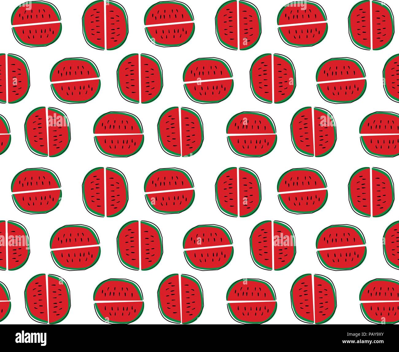 hand drawn watermelon cartoon pattern seamless background Stock Vector ...