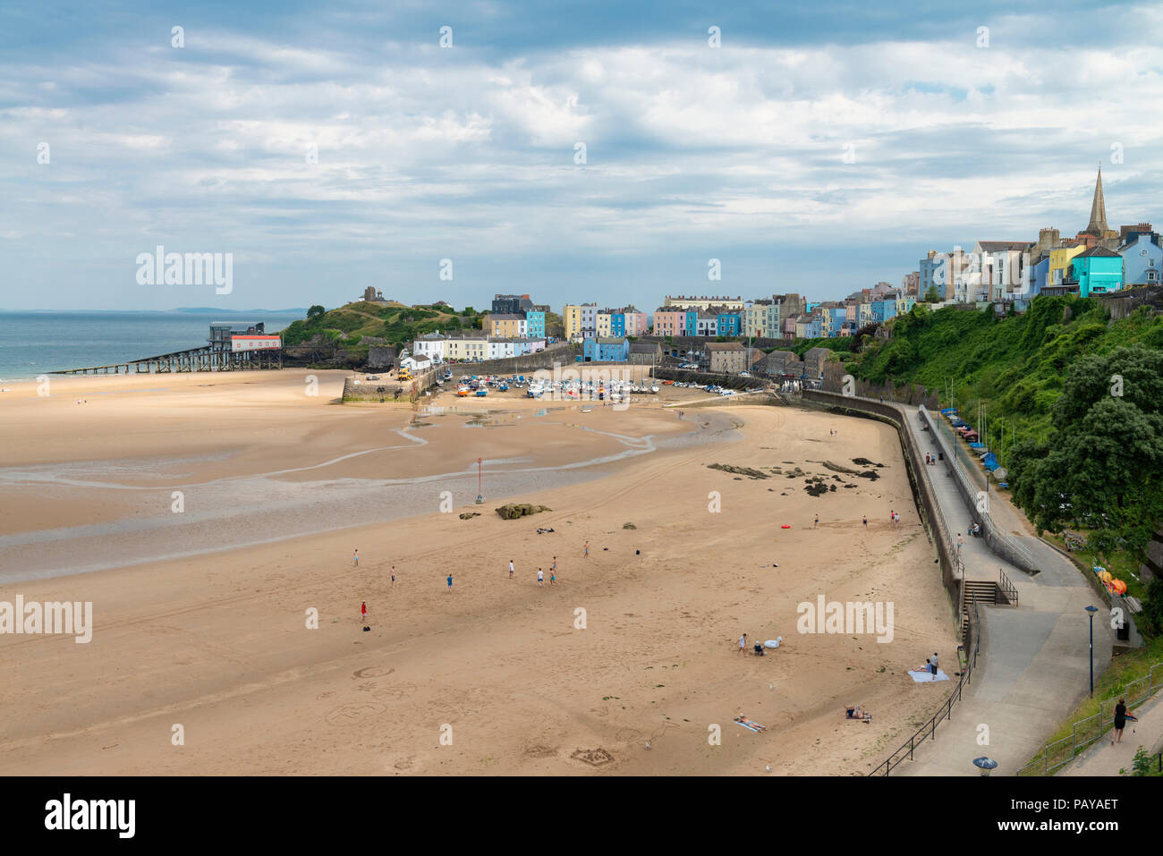 The pretty seaside town of Tenby, Pembrokeshire, Wales, UK. Colourful ...