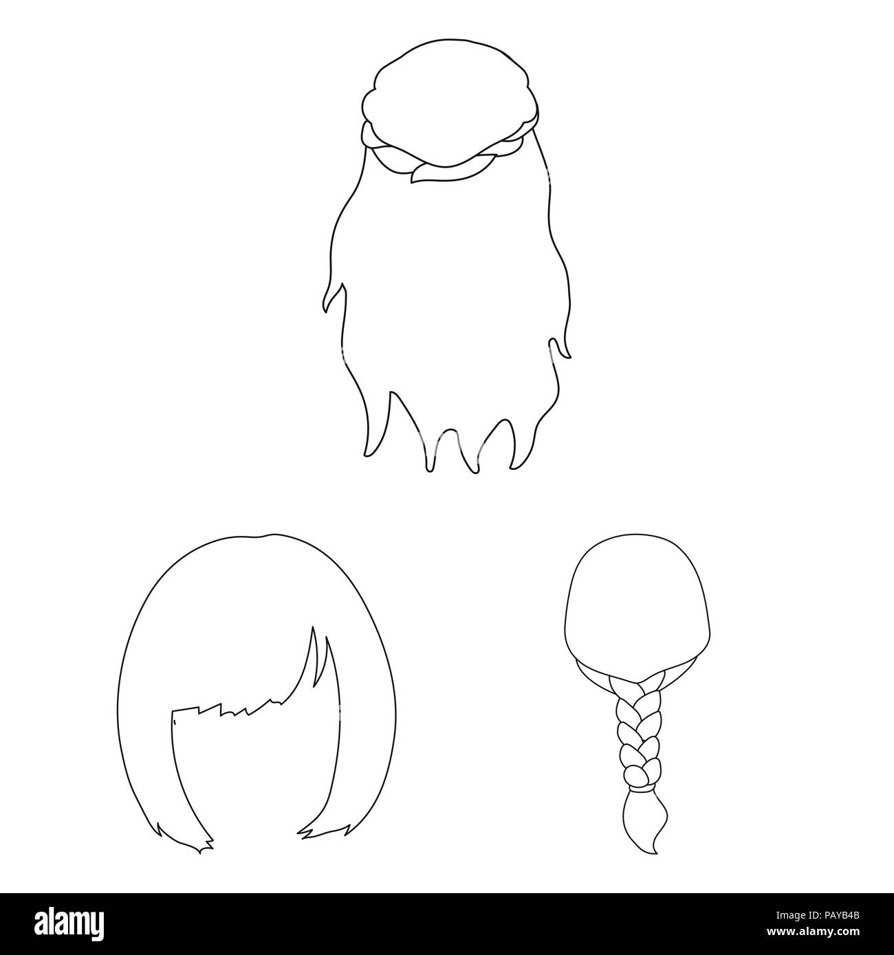 Female hairstyle outline icons in set collection for design. Stylish ...