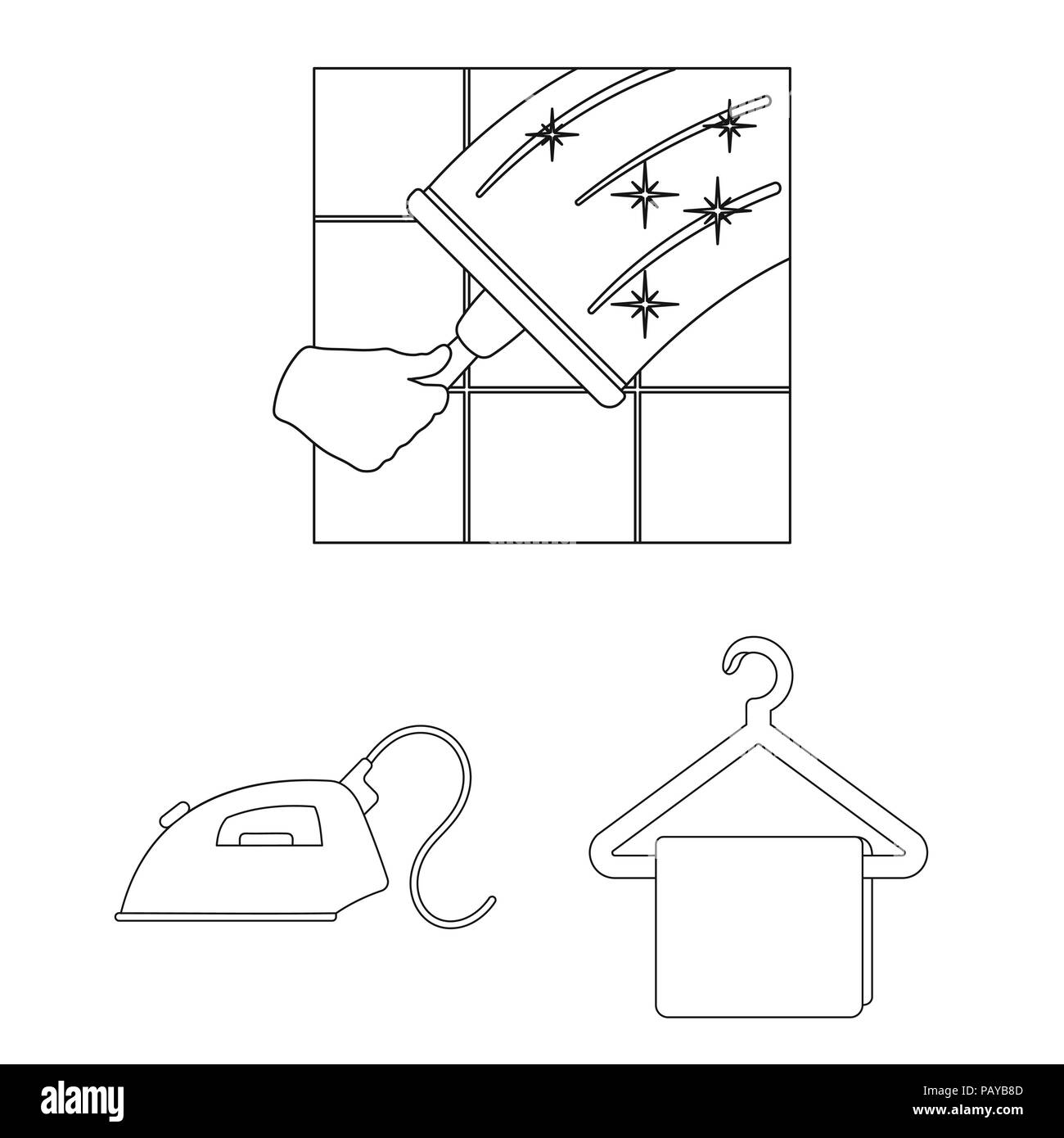 Cleaning and maid outline icons in set collection for design. Equipment ...