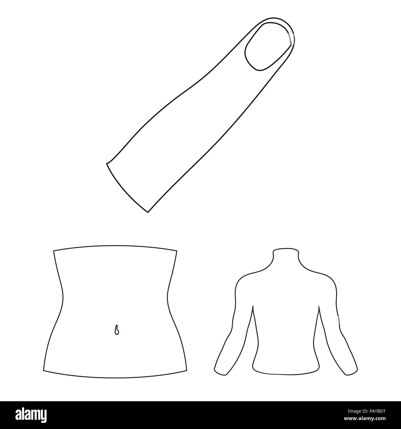 Part of the body, limb outline icons in set collection for design ...