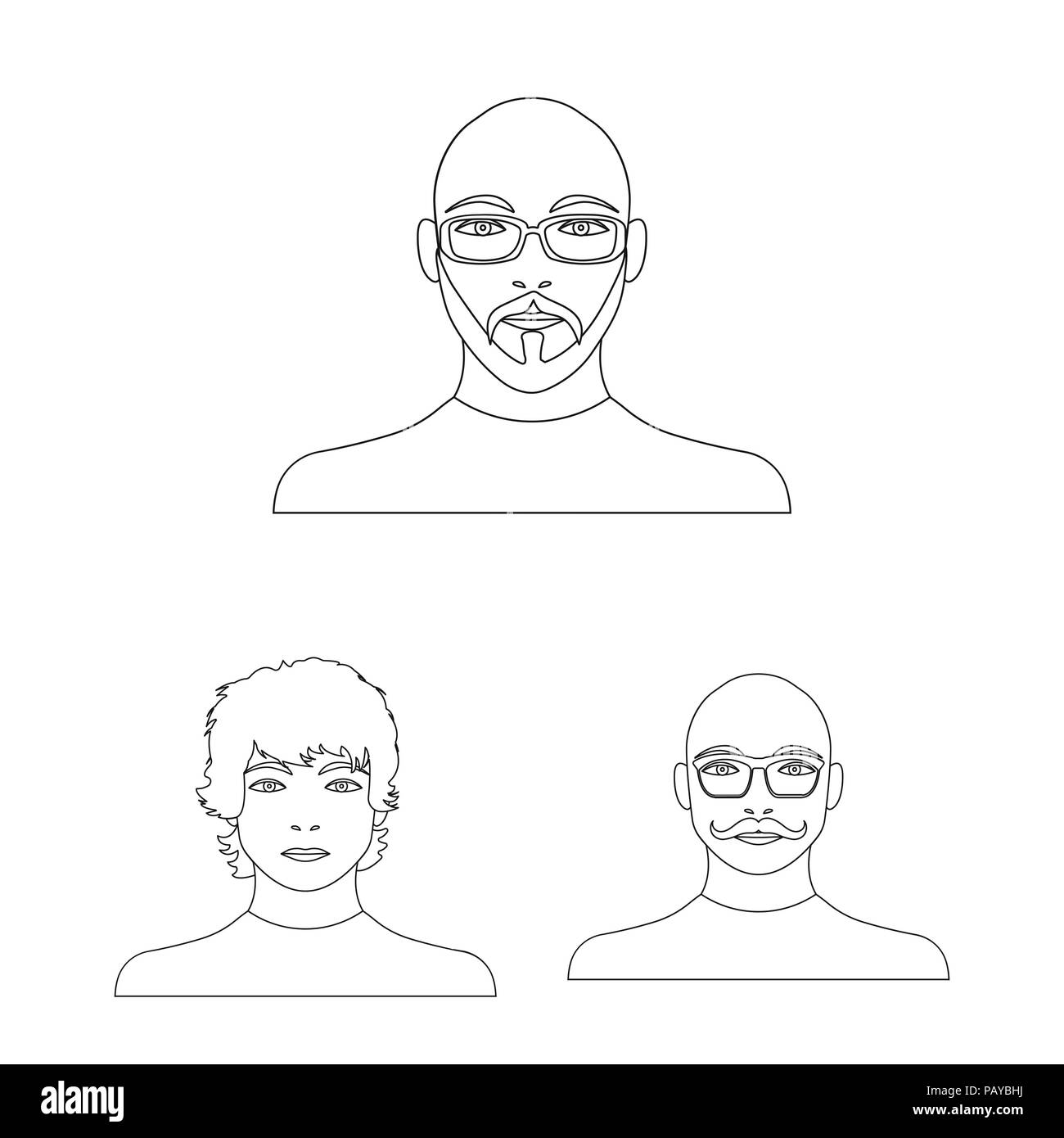 Avatar and face outline icons in set collection for design. A person ...