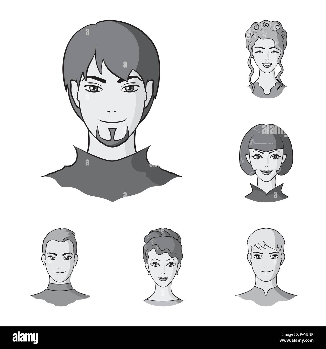Avatar and face monochrome icons in set collection for design. A person ...