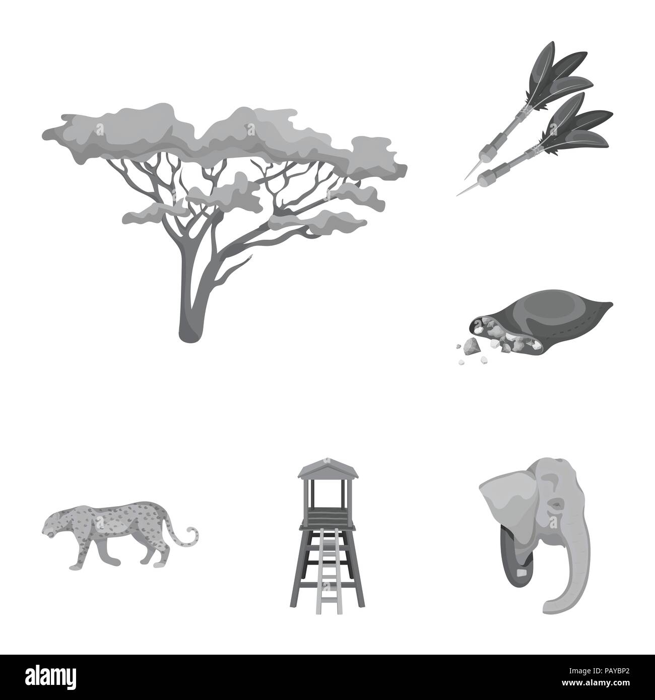 African Safari monochrome icons in set collection for design. Trophies ...