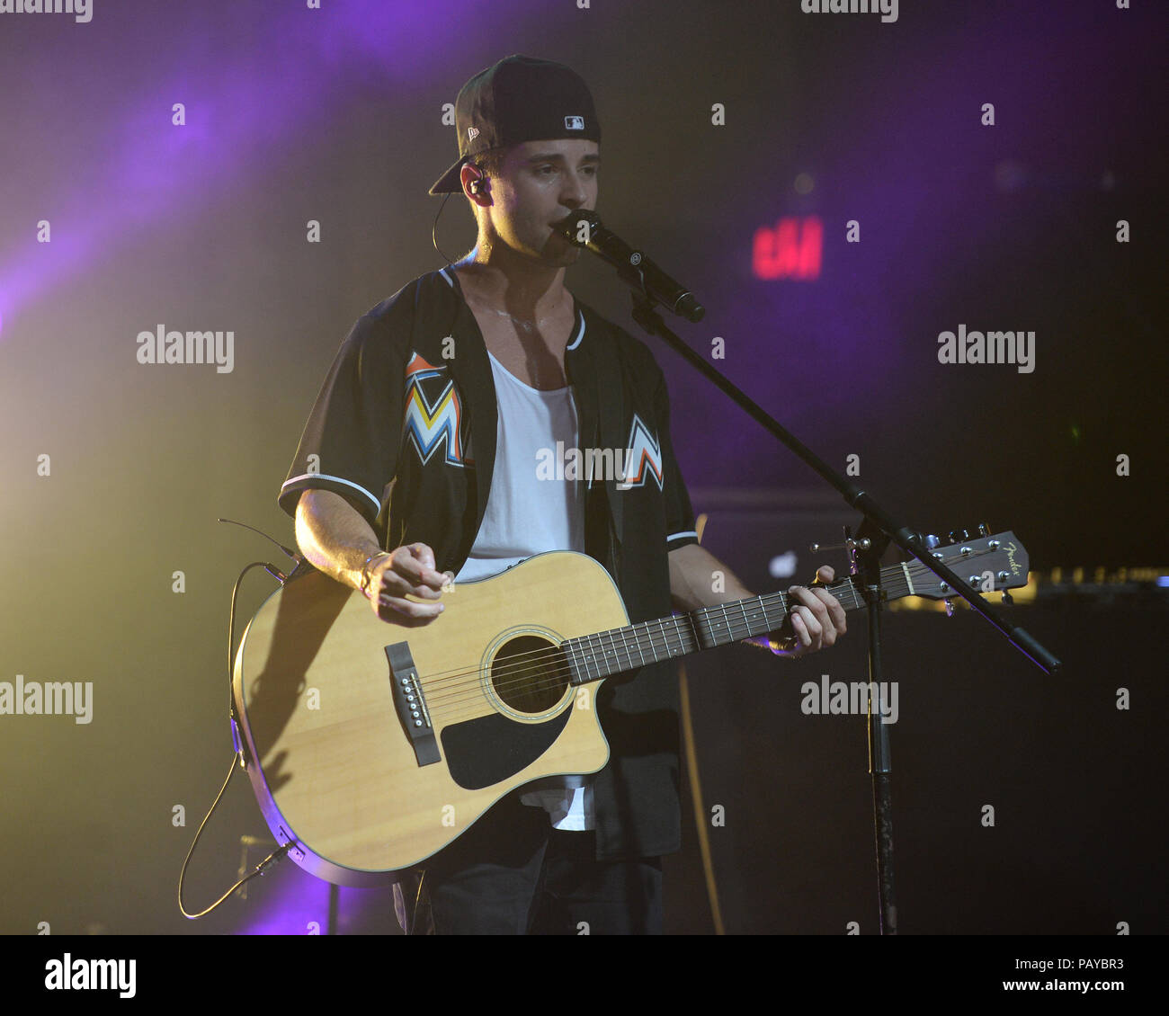 FORT LAUDERDALE FL - JULY 25: Singer Jake Miller poses for a performs ...