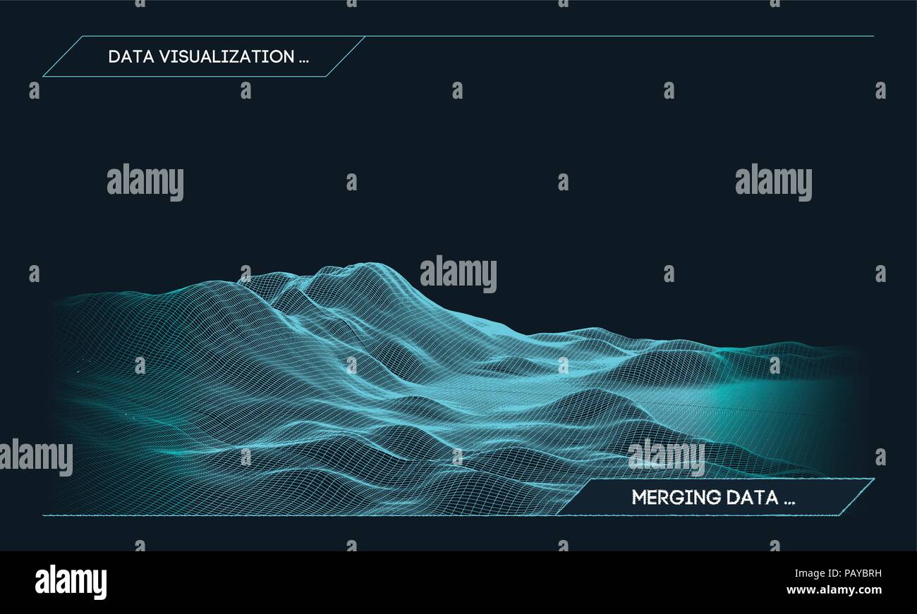 Abstract vector wireframe landscape background. Cyberspace grid. 3d ...