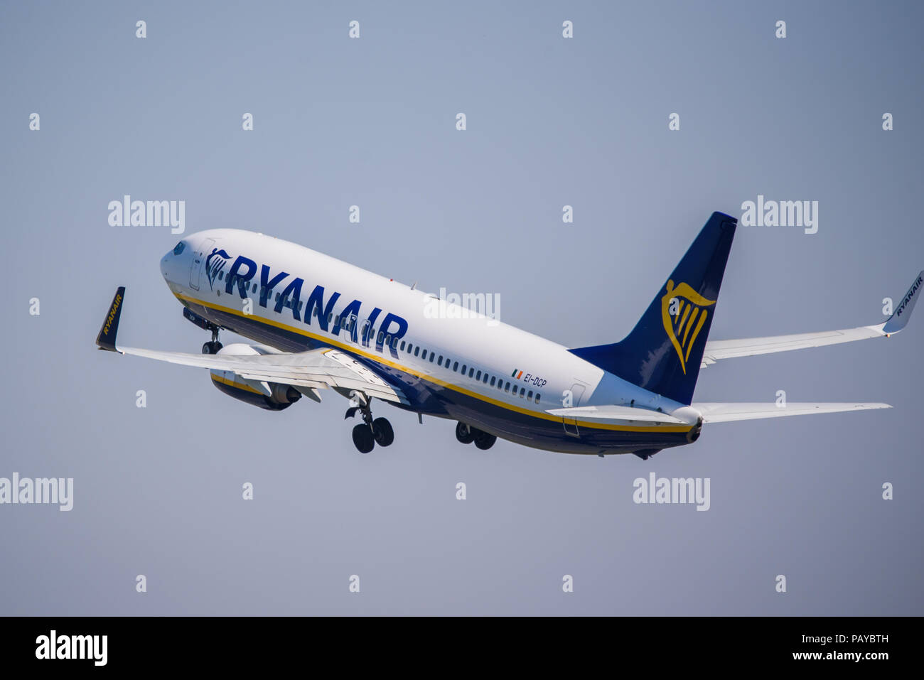 30.04.2018. RIGA, LATVIA. Ryanair Boeing 737-8AS airplane at Riga ...