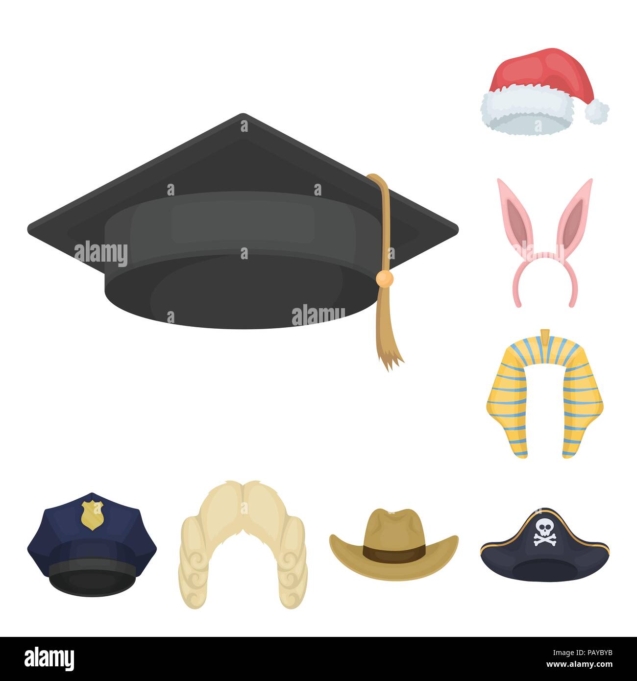 Different kinds of hats cartoon icons in set collection for design ...
