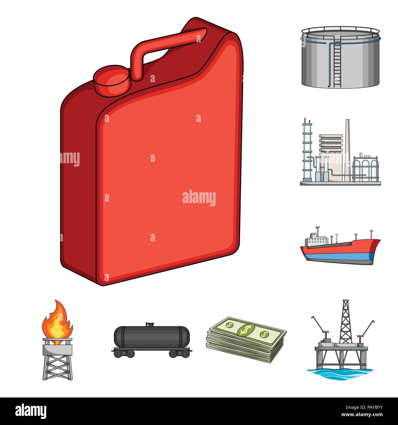 Oil industry cartoon icons in set collection for design. Equipment and ...