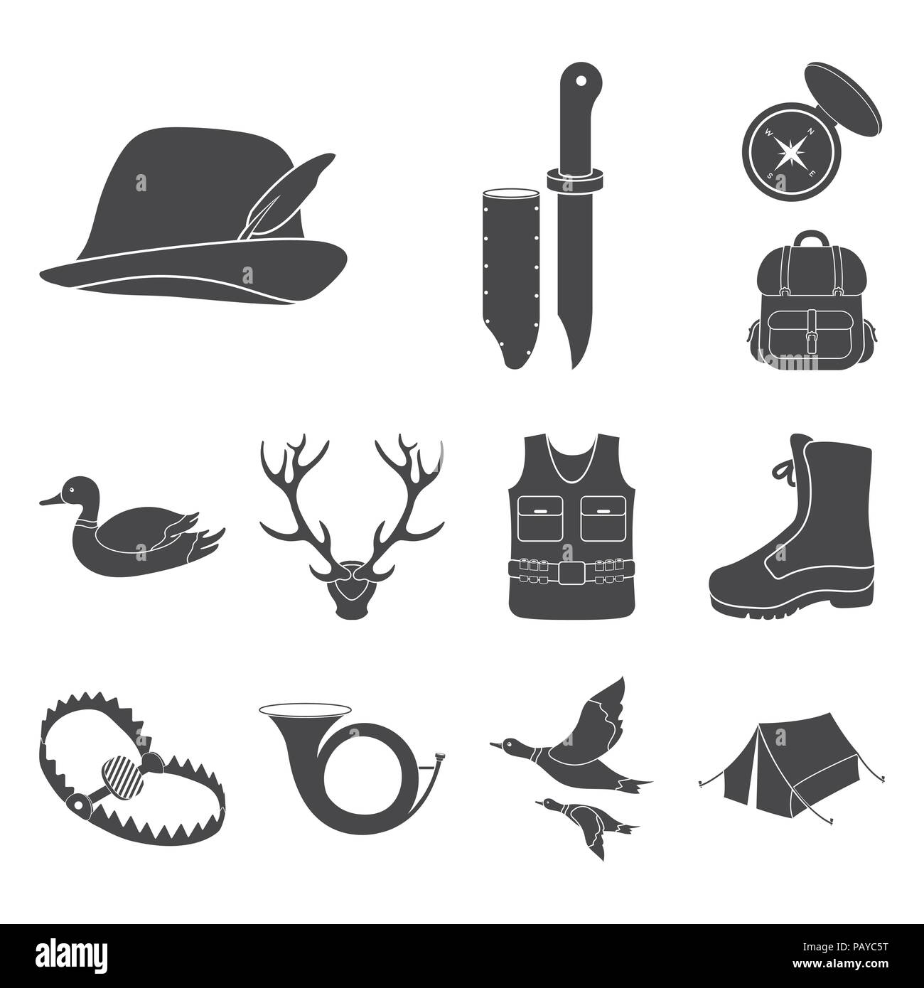 Hunting and trophy black icons in set collection for design. Hunting ...