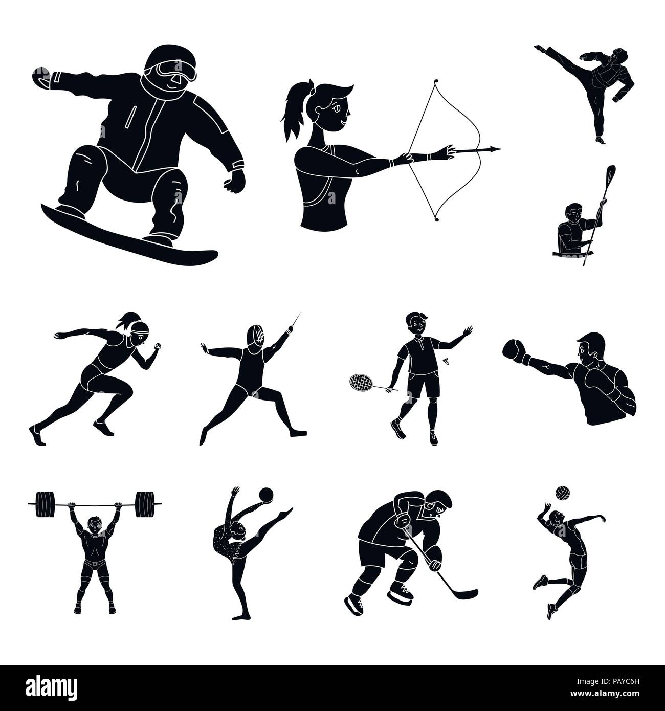 Different kinds of sports black icons in set collection for design ...