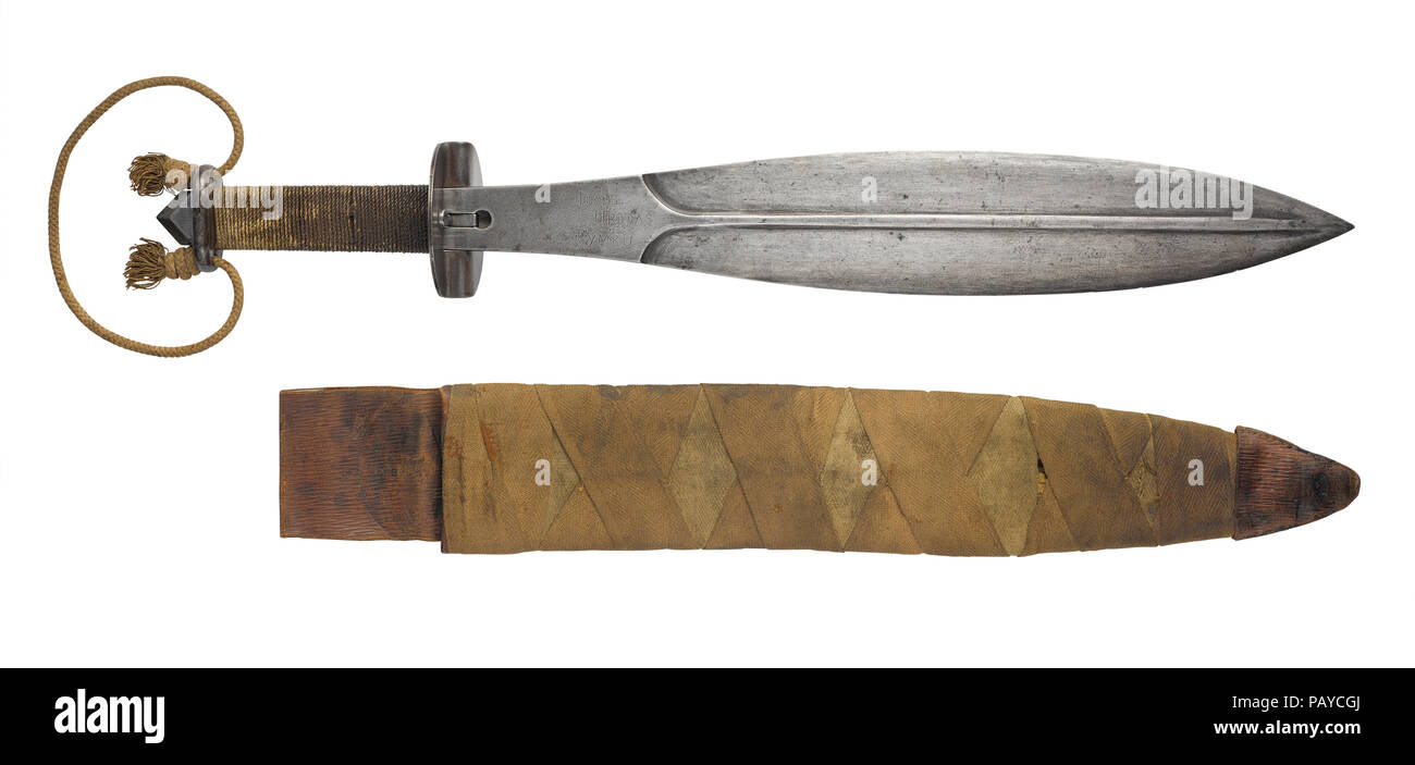 Short sword and scabbard (Trench knife), British, about 1917-1981. Used ...