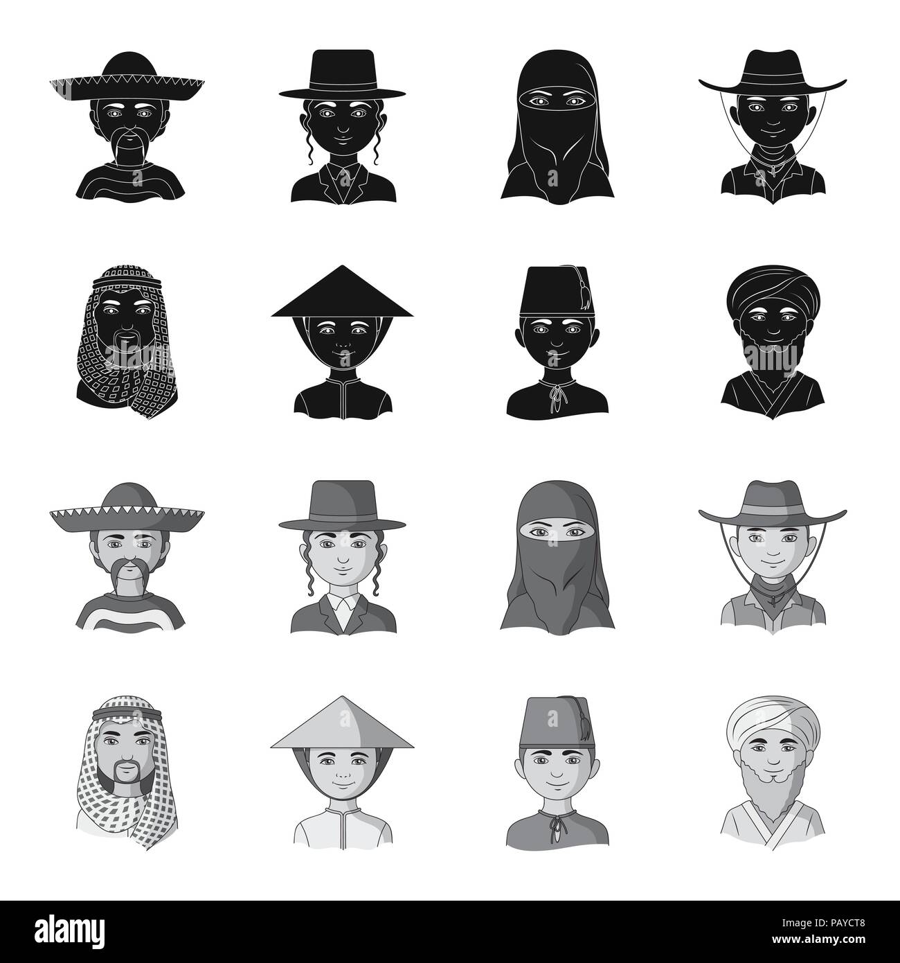 Arab, turks, vietnamese, middle asia man. Human race set collection ...